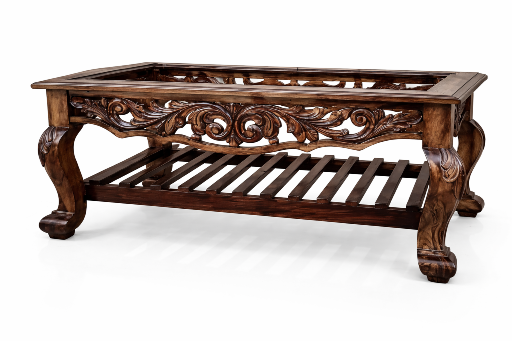 Handcrafted Solid Wood Carved Center Table - Mysore Fine Arts